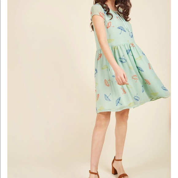 Modcloth | Dresses | New Modcloth Green Umbrella Dress Fun With Fab ...